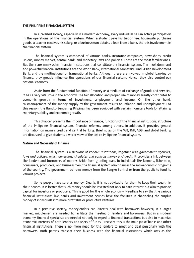 4 - Philippine Financial System | PDF | Money | Central Banks