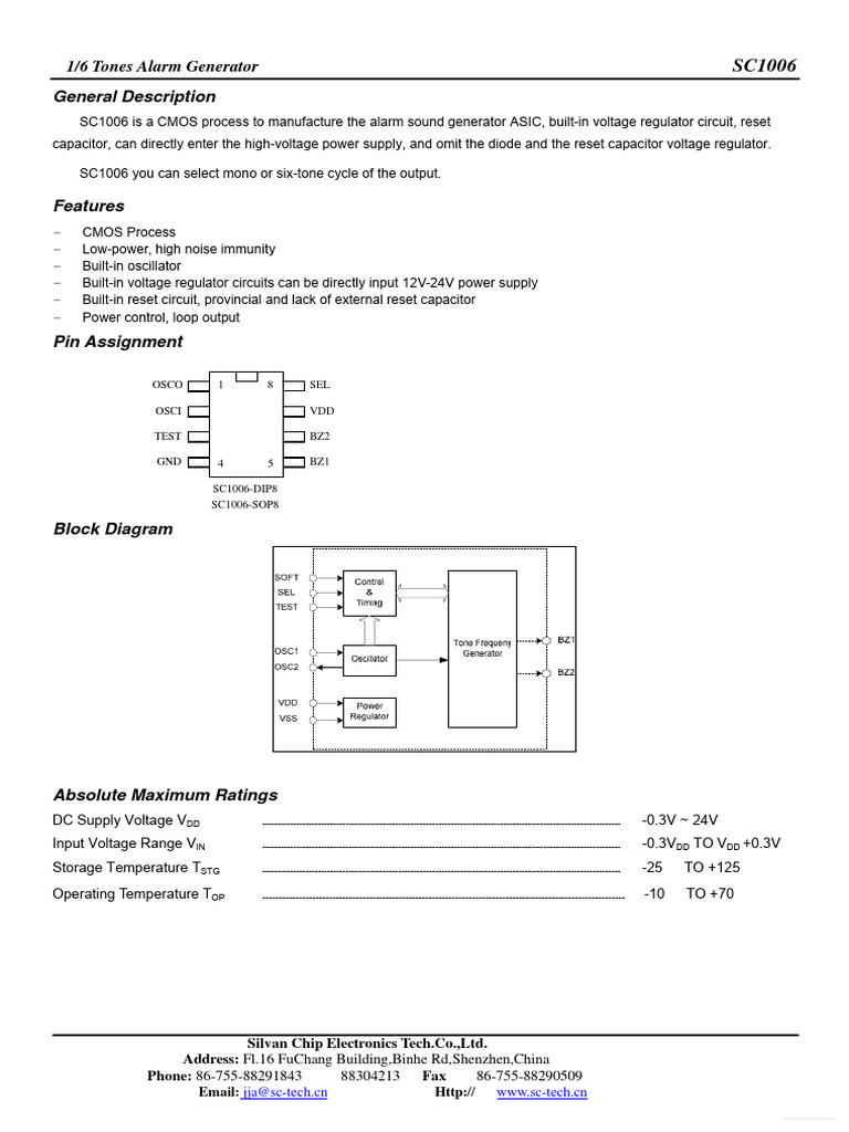 SC1006 SilvanChip | Download Free PDF | Power Supply | Electronic ...