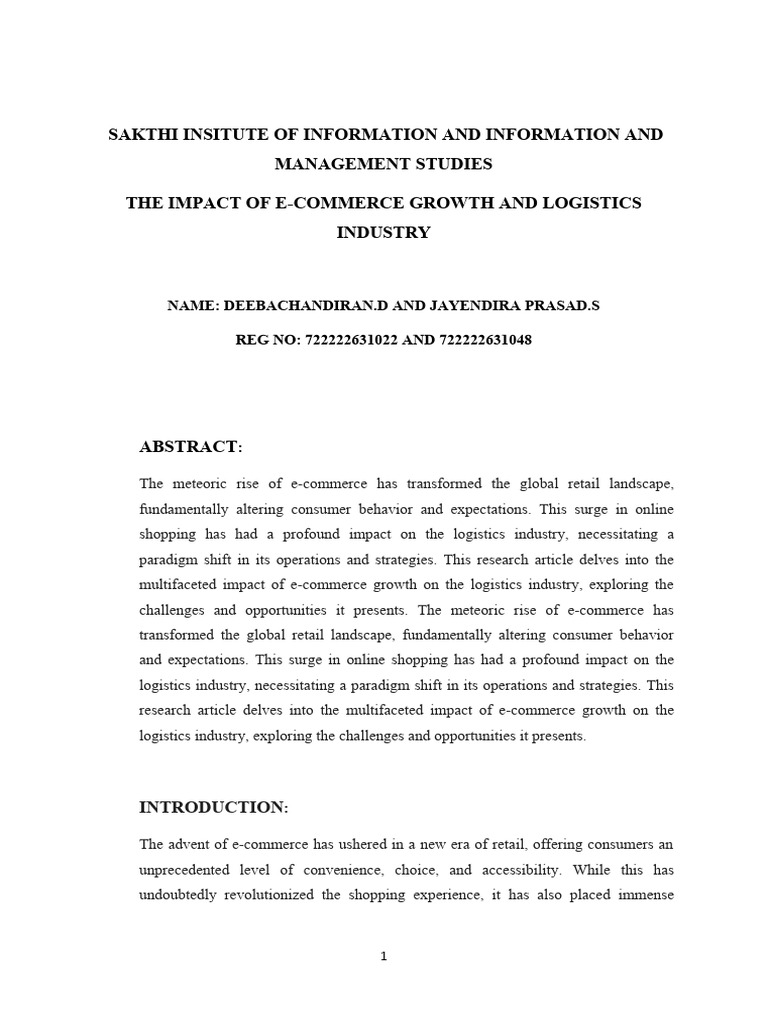 Impact of E-Commerce Growth On Logistics | PDF | Logistics | E Commerce