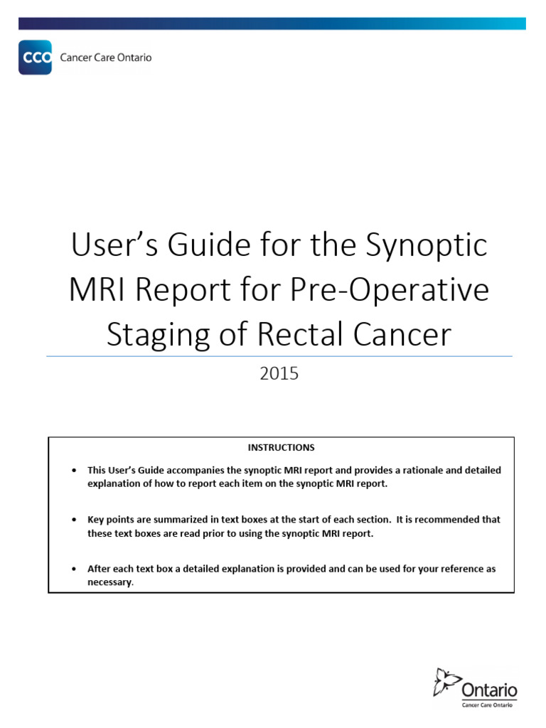 User's Guide For The Synoptic MRI Report For Pre-Operative Staging of ...