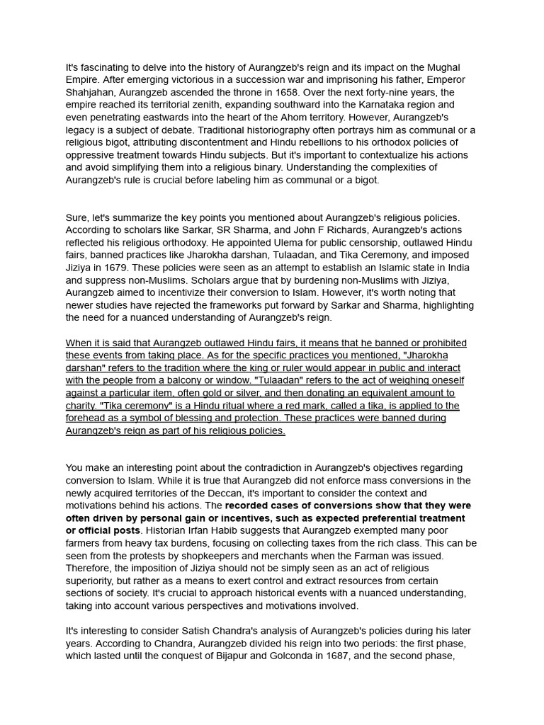 Aurangzeb | PDF | Mughal Empire