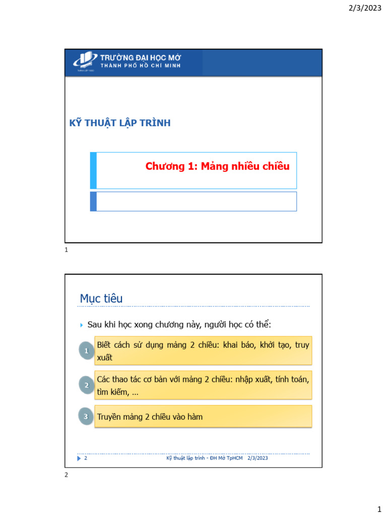 (OU) ITEC1504 KTLT Chapter1 2DArray | PDF