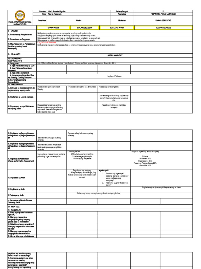 Filipino 12 Week 6 | PDF