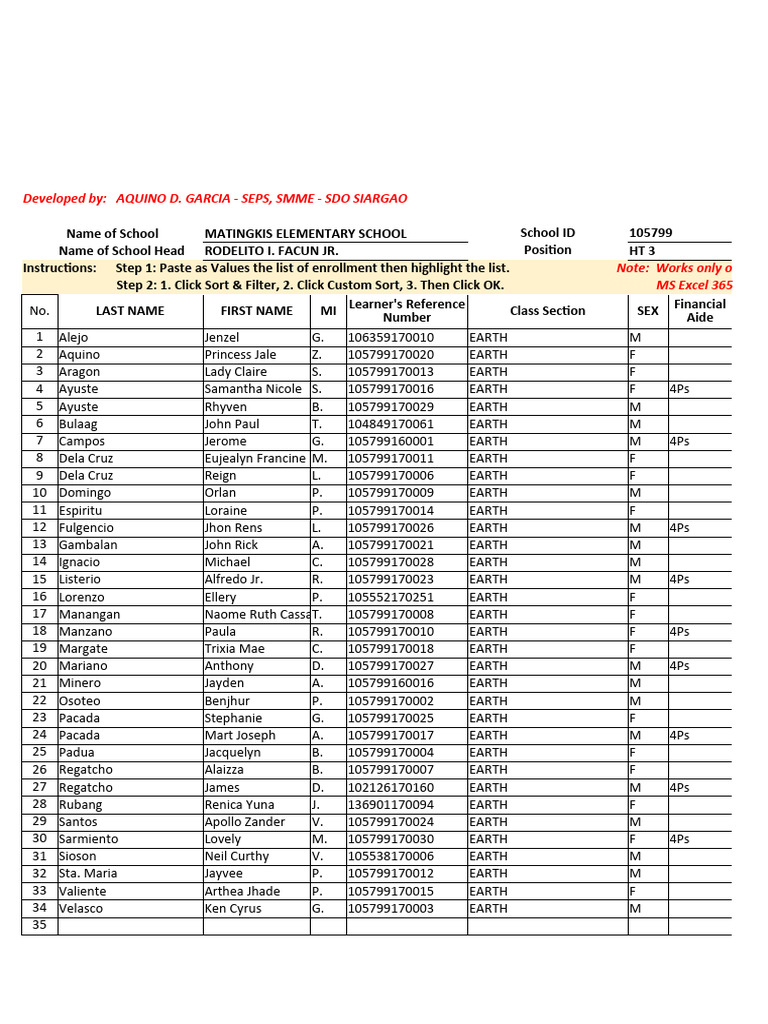 NATG6 Stratified Sampling Template | PDF