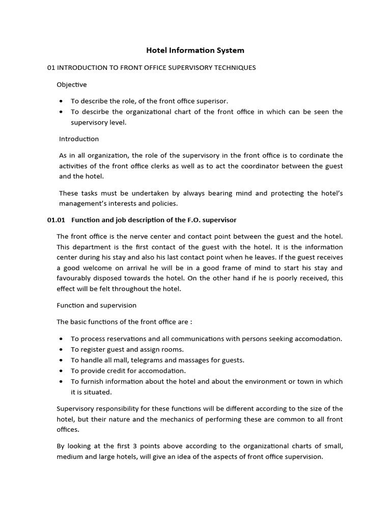 Materi 2 Hotel Information System - Salin | PDF | Supervisor | Business