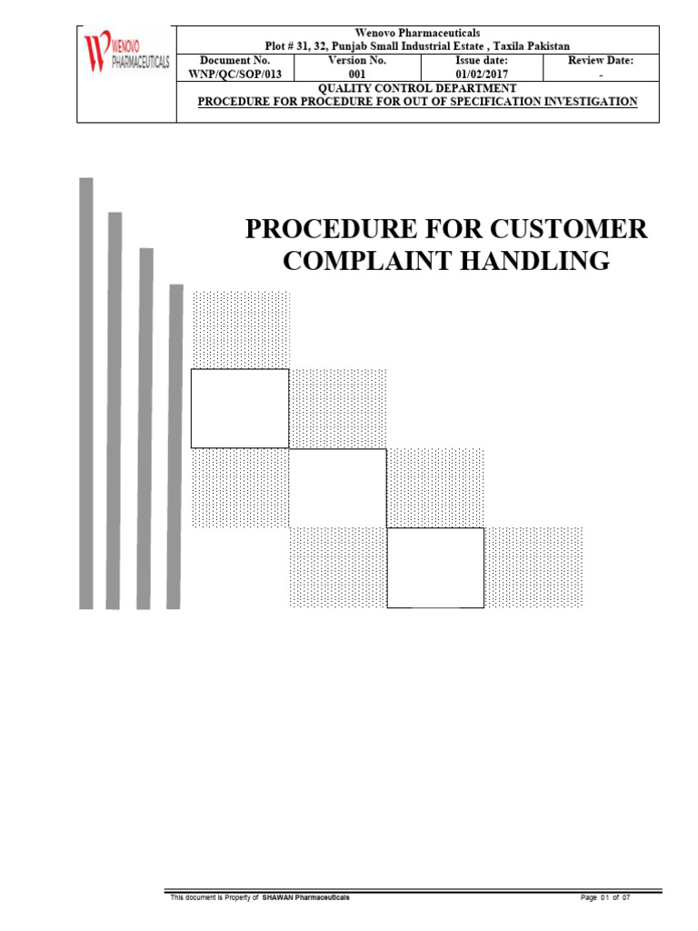 Sn-Qc-Sop-014 Customer Complaint Handling | Download Free PDF | Complaint