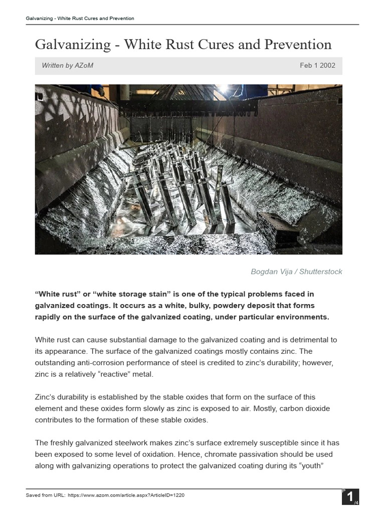 Galvanizing White Rust Cures and Prevention | PDF | Rust | Zinc
