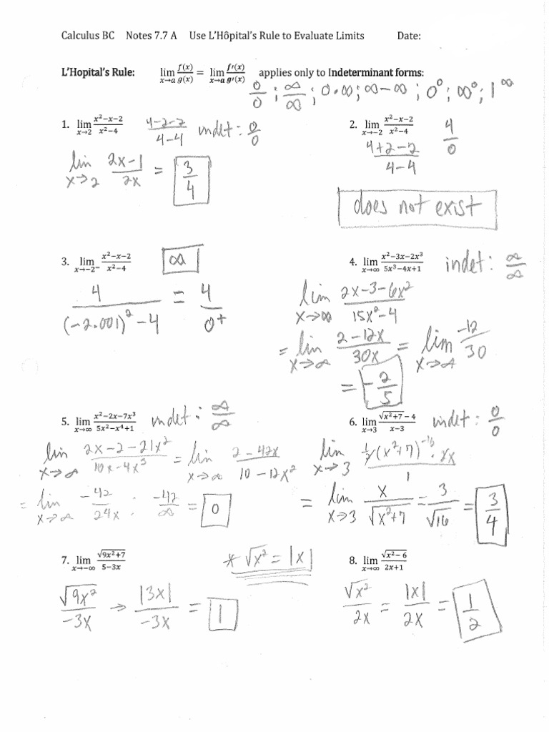Calc BC 7.7 A Notes With Answers | PDF