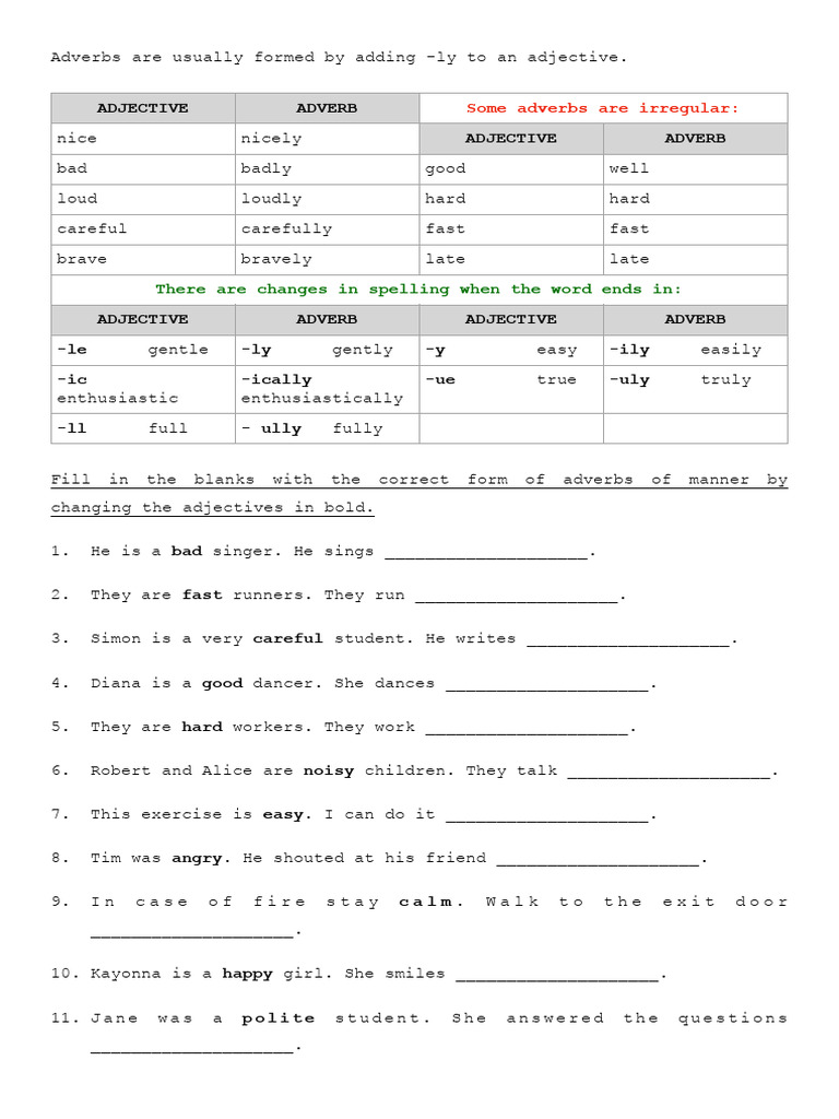 Forming Adverbs from Adjectives | PDF