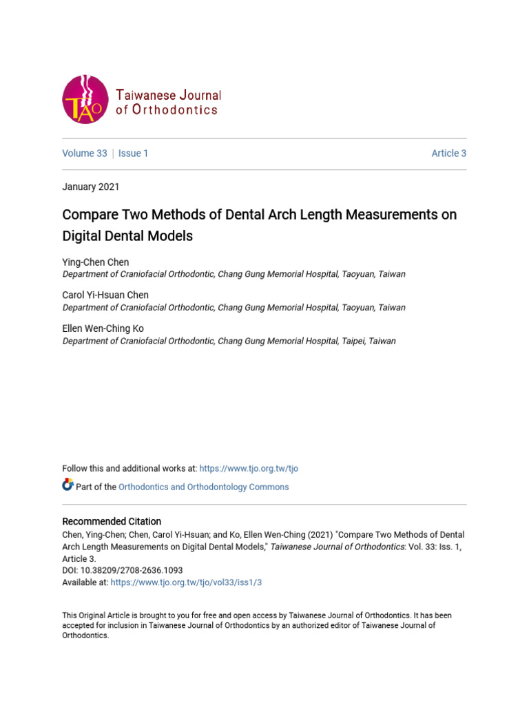 Dental Arch Length Measurement | PDF | Orthodontics