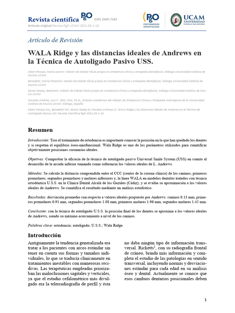 Revista Cientifica PgO 2021 03 1 10 WALA Ridge y Las Distancias Ideales ...