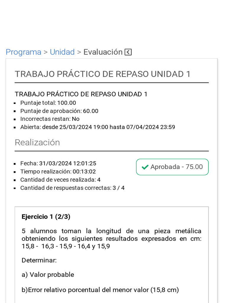 TP Repaso 1 - V4 Apro - 75 | PDF | Exactitud y precisión | Probabilidad