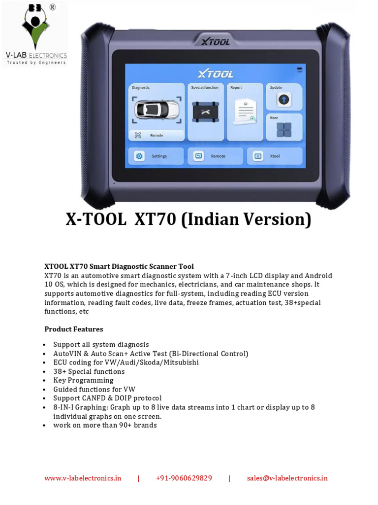 X-TOOL XT70 (Indian Version) | PDF | Automotive Industry | Airbag