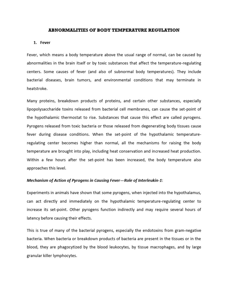 Abnormalities of Body Temperature Regulation | PDF | Fever | Hyperthermia