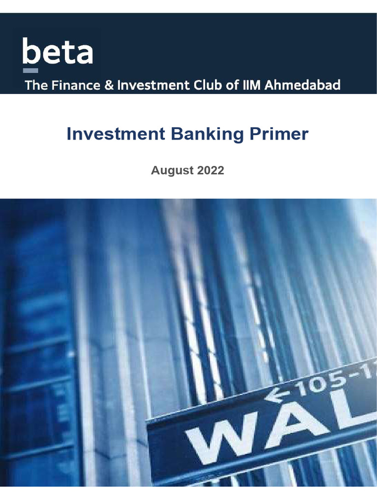 Beta - Investment Banking Primer-2022 | PDF | Cost Of Capital ...