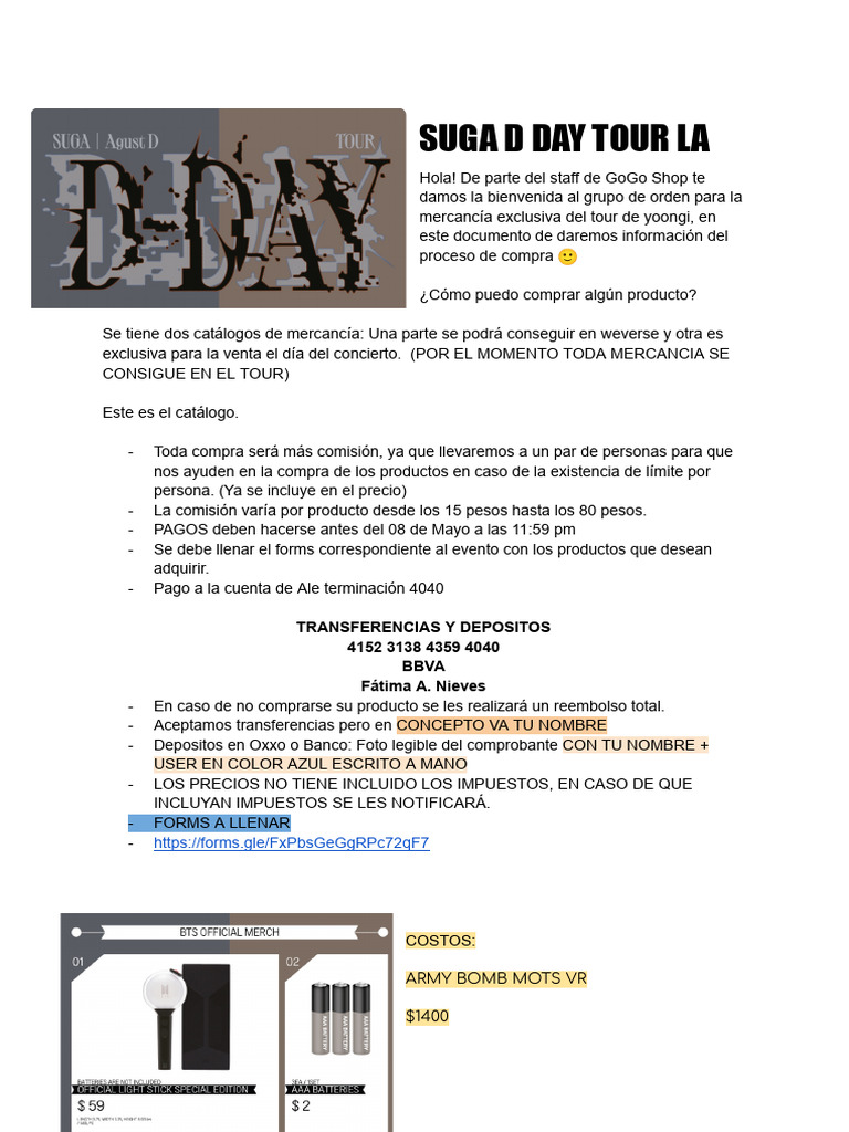 Compra Merch SUGA Tour LA | PDF