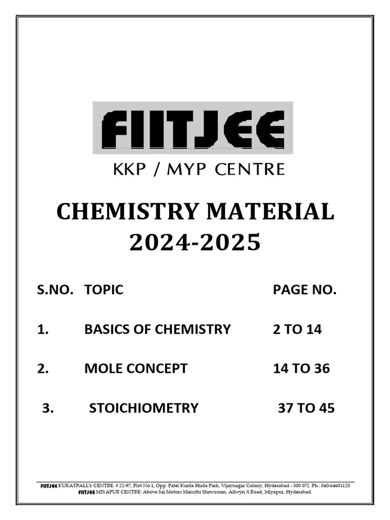 Chemistry - Bridge Course Material 2024-25 | PDF | Isotope | Ion Chemistry - Bridge Course Material 2024-25 | PDF | Isotope | Ion