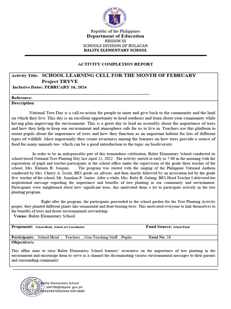 Acr Tree Planting Day August 22 2022 | Download Free PDF | Learning ...