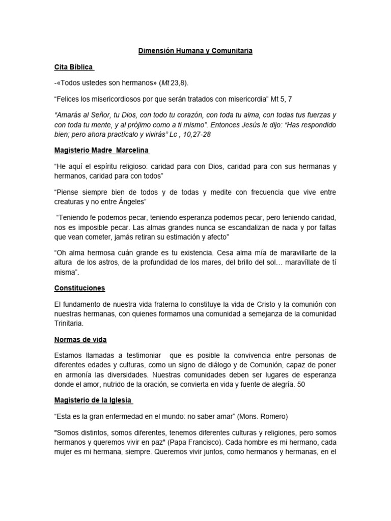 Dimensión Humana y Comunitaria | PDF