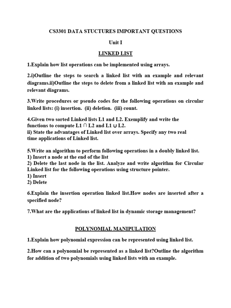 CS3301 Data Stuctures Important Questions | PDF | Applied Mathematics | Theoretical Computer Science