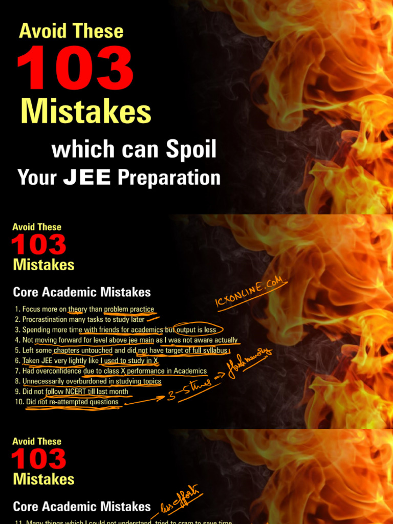 103 Mistakes Which Can Spoil JEE & NEET Preparation | PDF