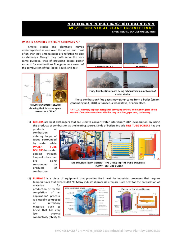 SMOKESTACKS - CHIMNEY Document With Problem Solving | PDF | Chimney | Boiler