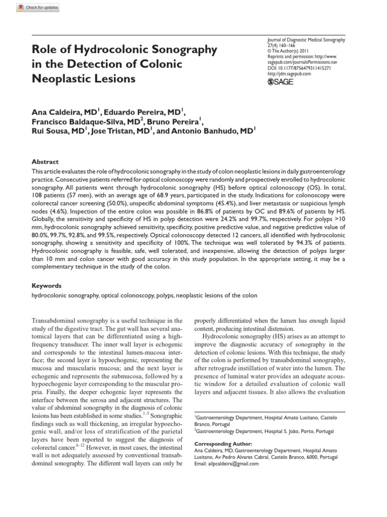 Role of Hydrocolonic Sonography in The Detection of Colonic Neoplastic ...