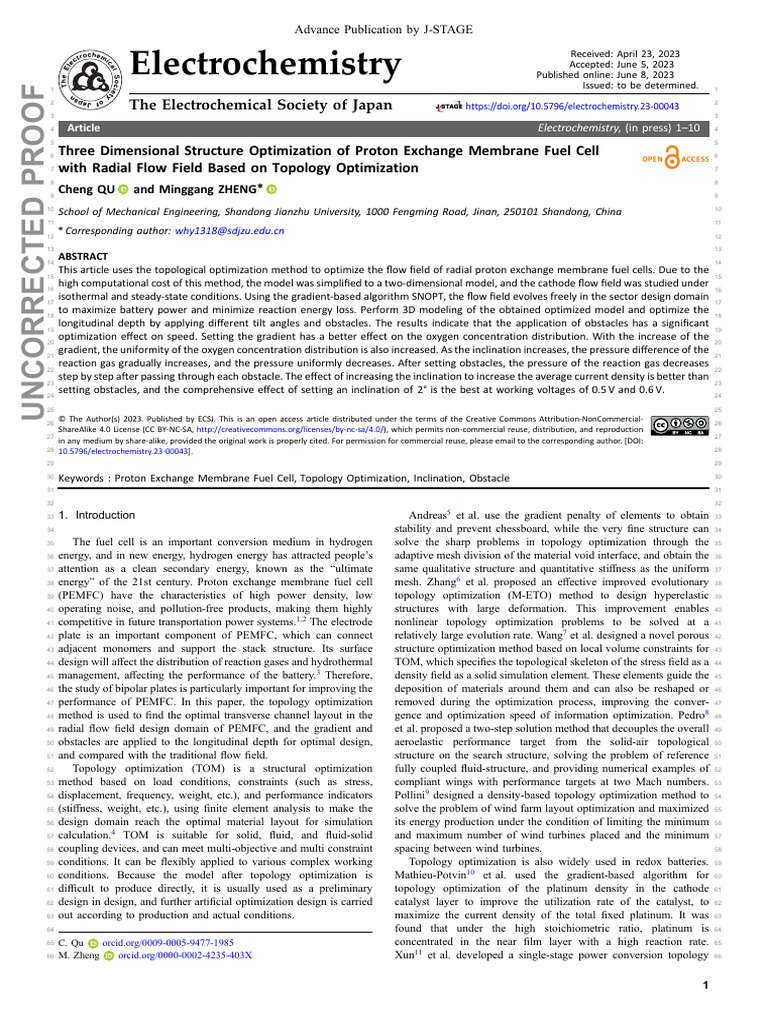 Three Dimensional Structure Optimization of Proton Exchange Membrane ...