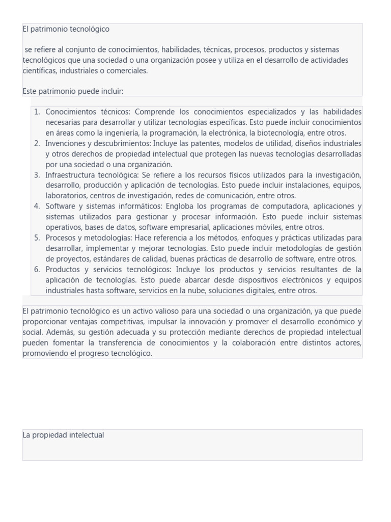 El Patrimonio Tecnológico | PDF | Patentar | Propiedad intelectual