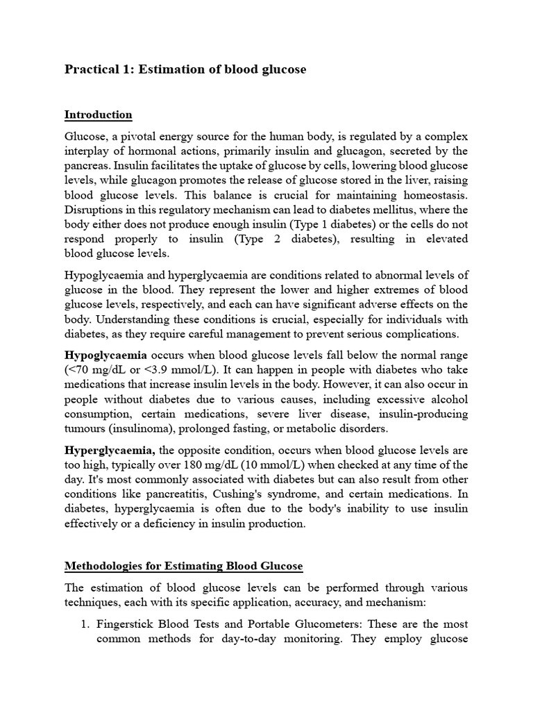 Blood Glucose | PDF | Glucose | Hypoglycemia