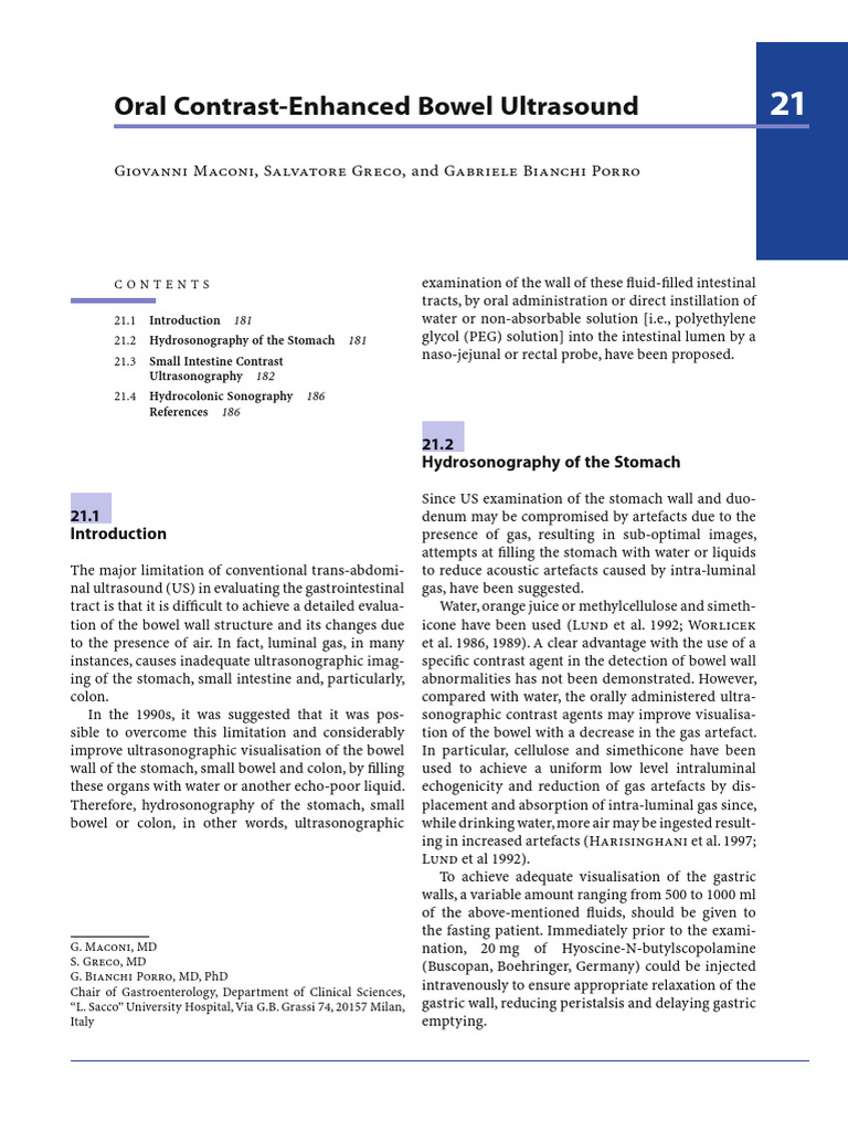 Oral Contrast Enhanced Bowel Ultrasound Pdf Medical Ultrasound
