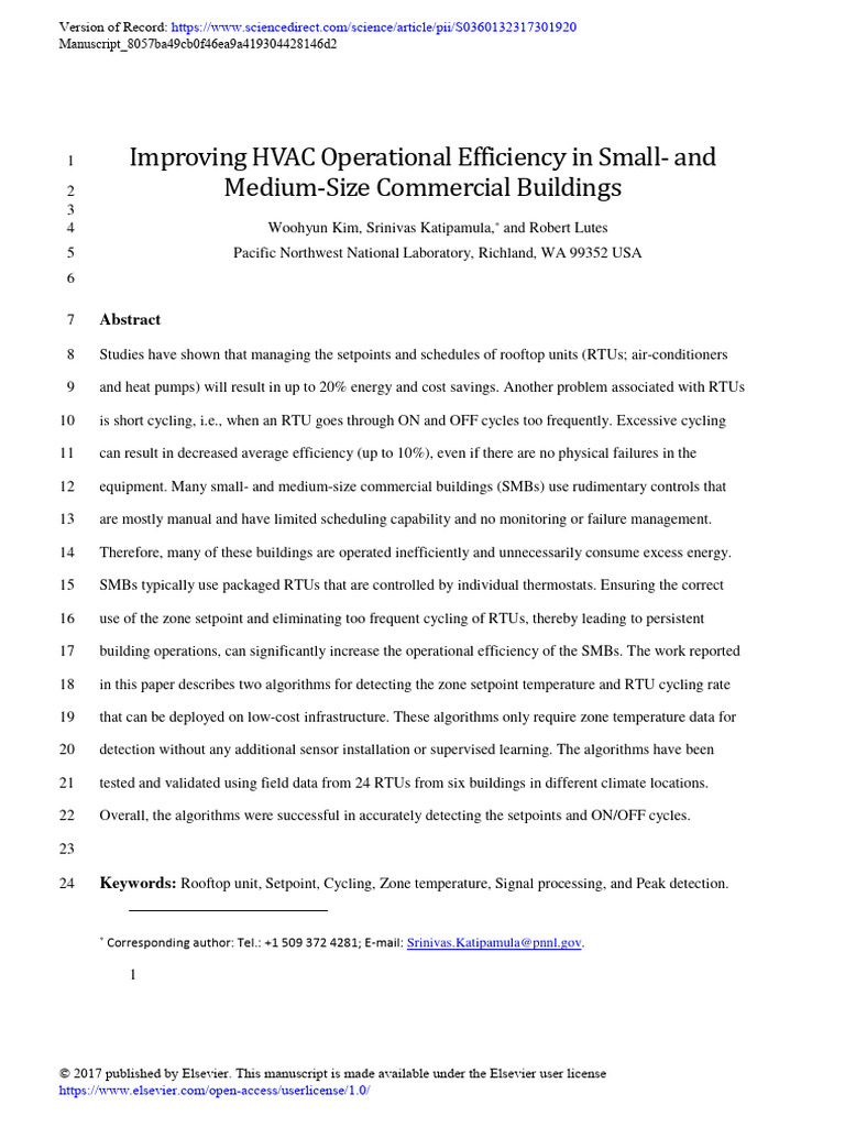 Improving HVAC Operational Efficiency | PDF