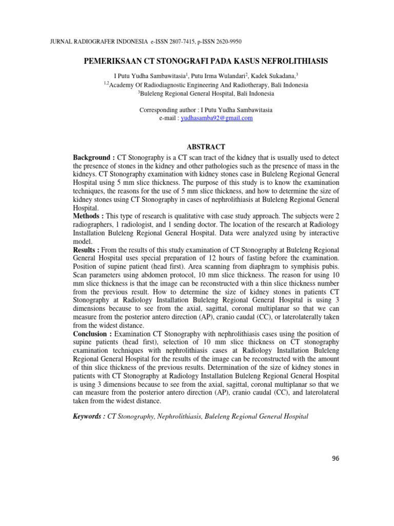CT Stonografi untuk Nefrolithiasis | PDF | Ct Scan | Radiology