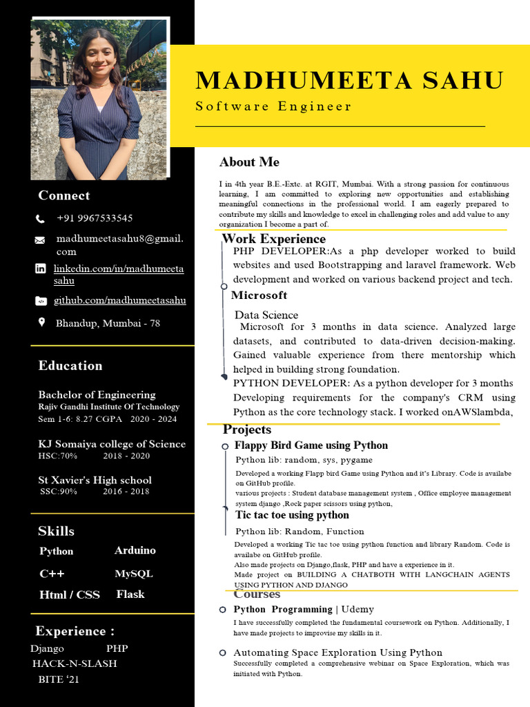 Madhumeeta Resume | Download Free PDF | Python (Programming Language) | Php