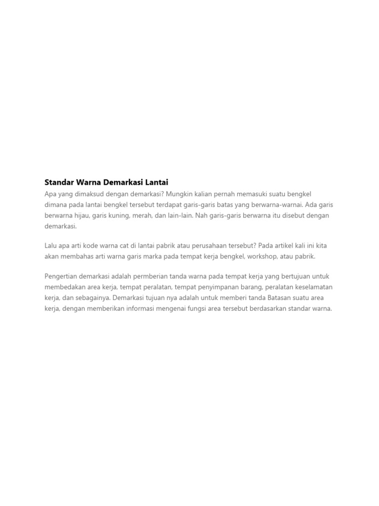 Panduan Warna Demarkasi Lantai | PDF