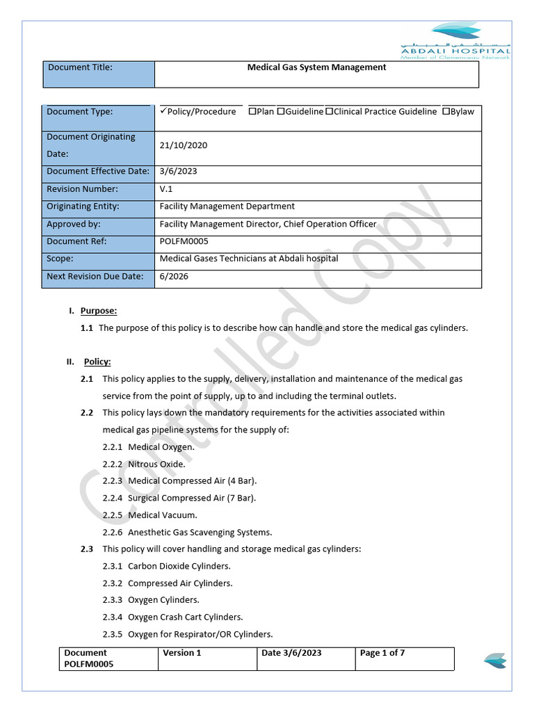 Medical Gas System Management | PDF | Gas Technologies | Mechanical ...
