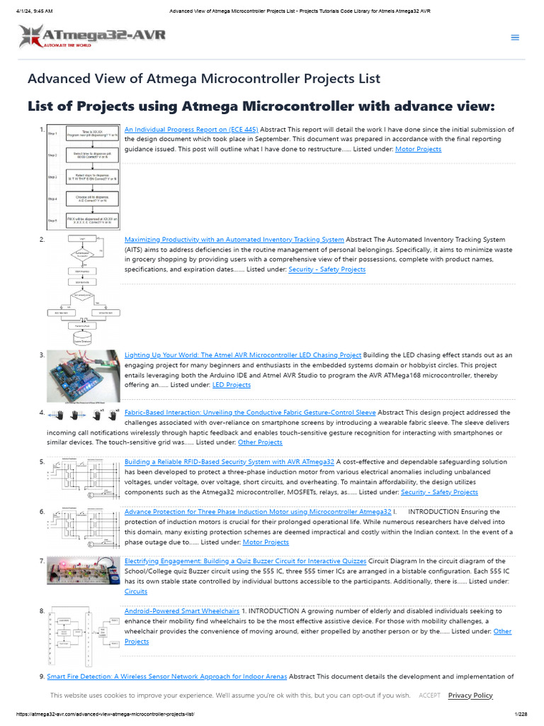 Advanced View Of Atmega Microcontroller Projects List Projects Tutorials Code Library For