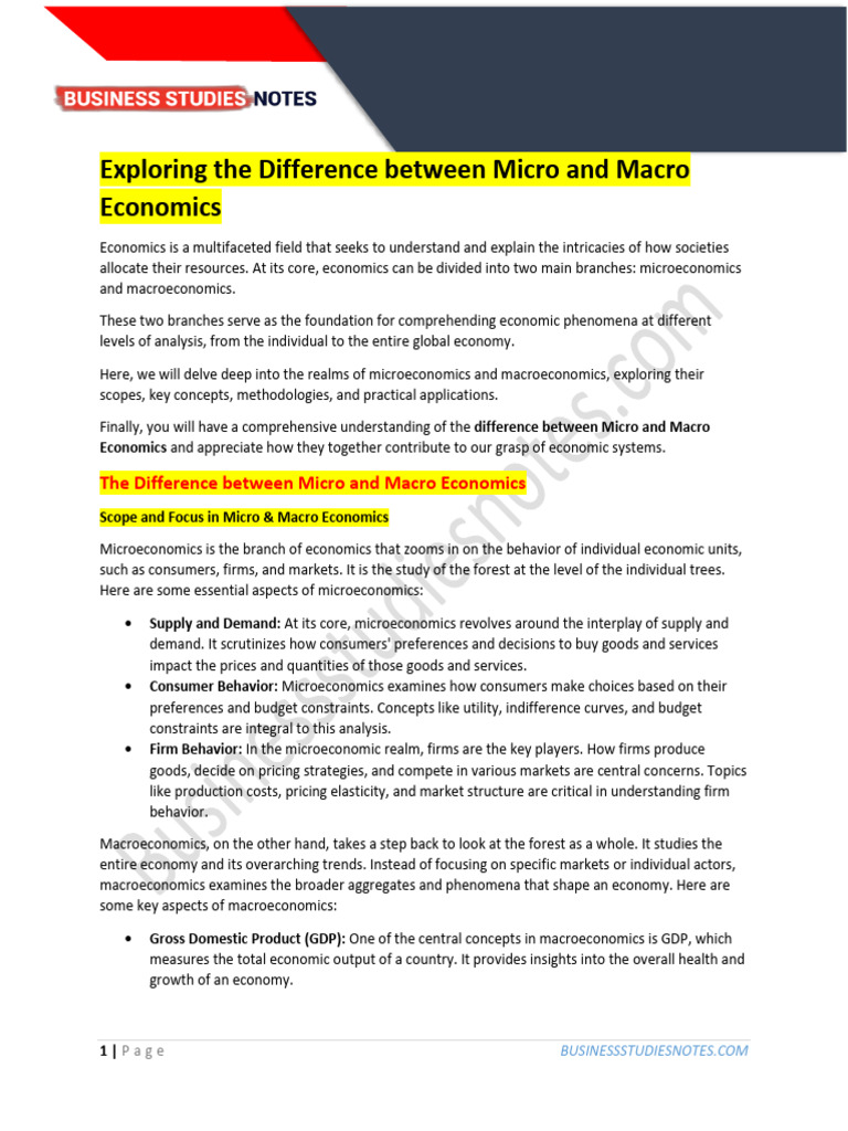 Micro vs Macro Economics Explained | PDF | Macroeconomics | Microeconomics