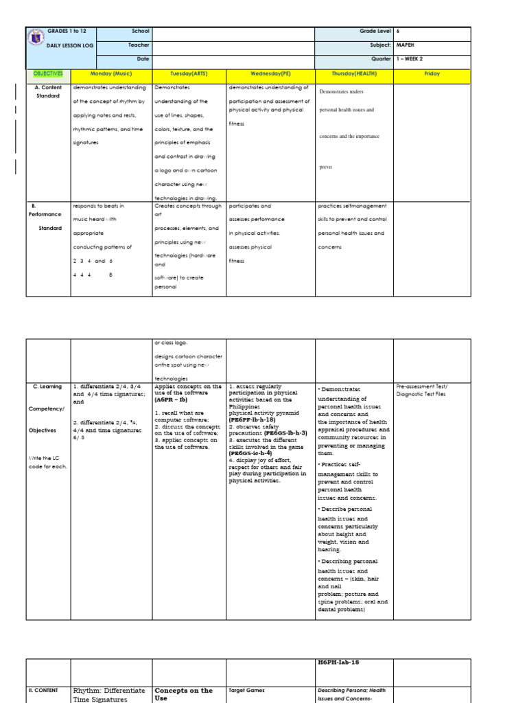 WEEK2 DLL MAPEH | PDF | Software | Rhythm