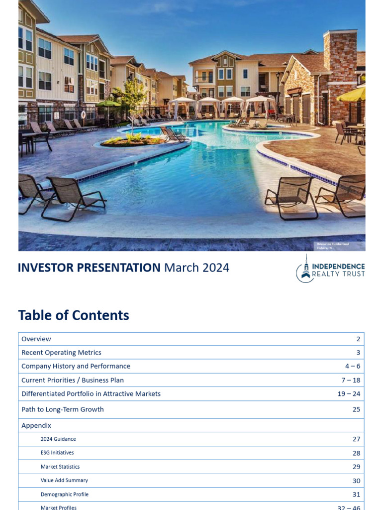 Irt Investor Presentation March 2024 Final | PDF | Leverage (Finance) | Debt