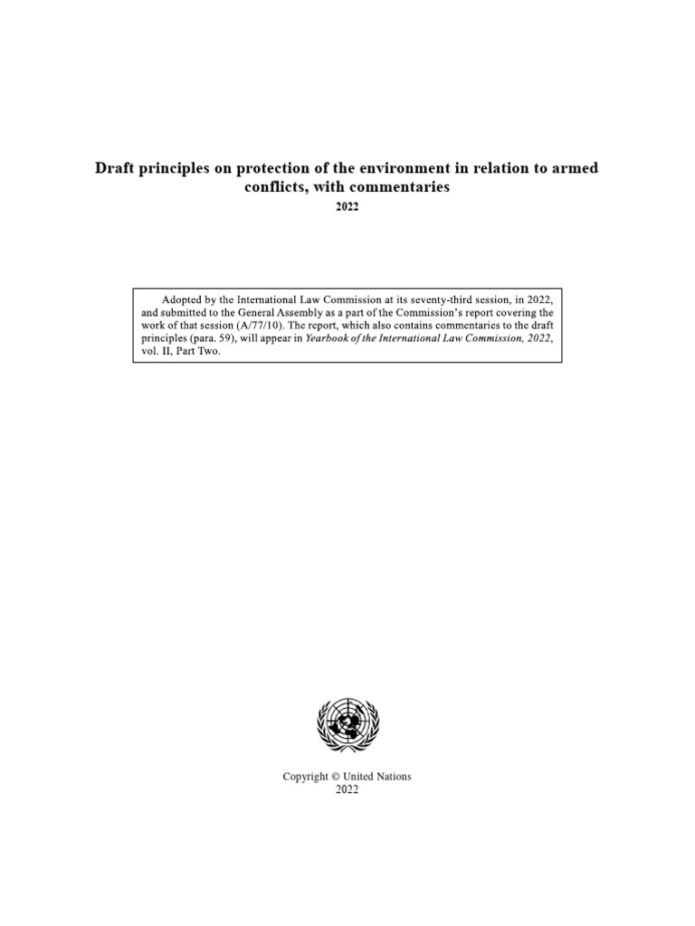 ILC, Draft Principles On Protection of The Environment in Relation To ...