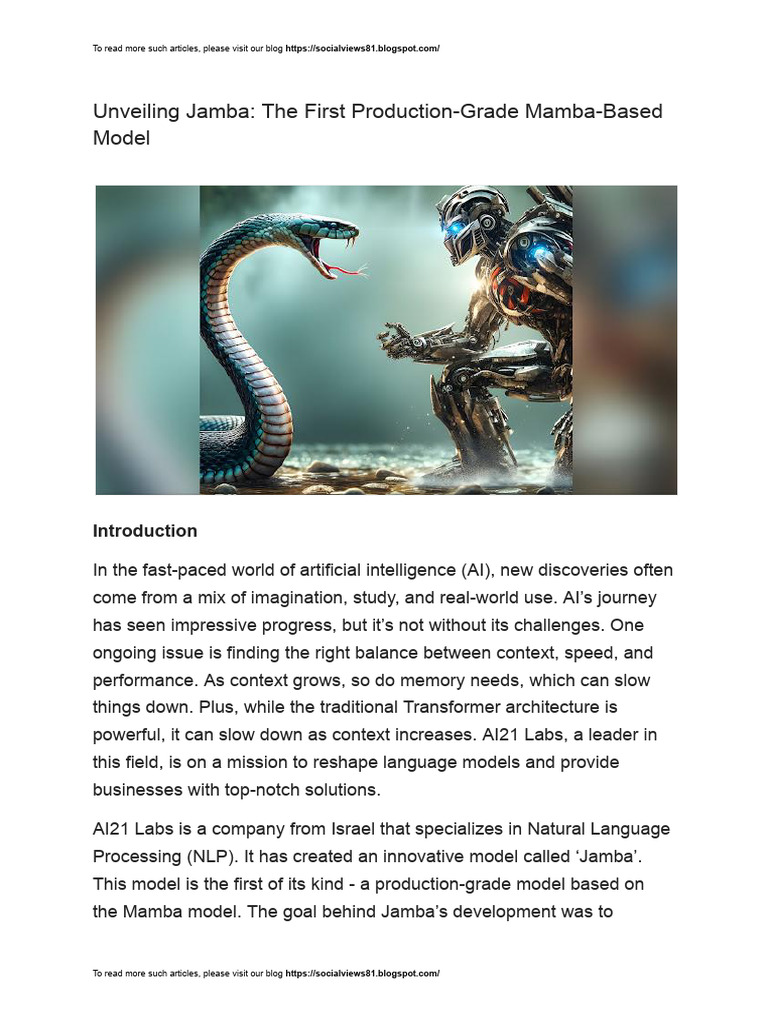 Unveiling Jamba: The First Production-Grade Mamba-Based Model | PDF ...