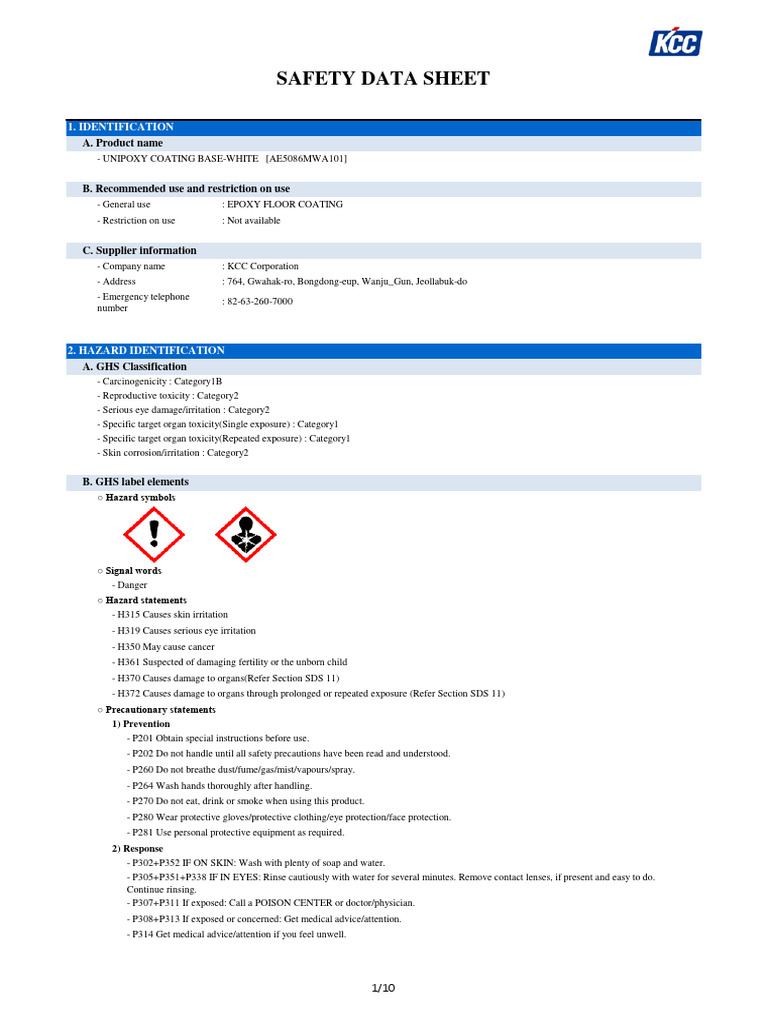 KCC ET5660 Safety Data Sheet | PDF
