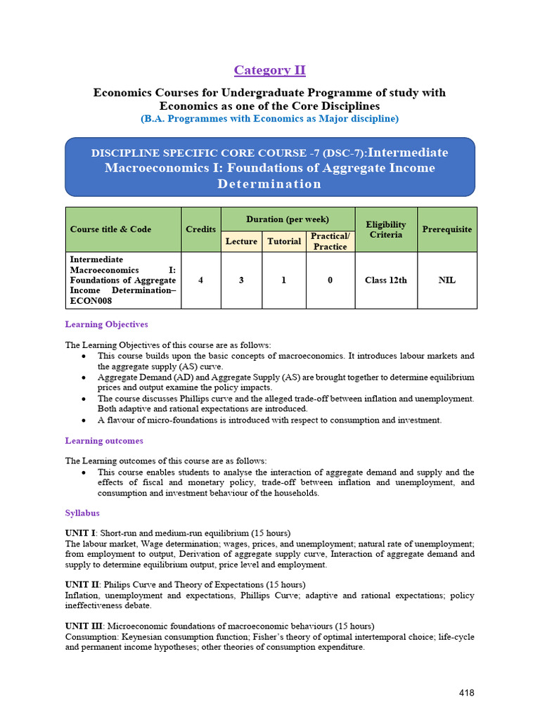 Economics Sem-4 PDF | PDF | Phillips Curve | Inflation