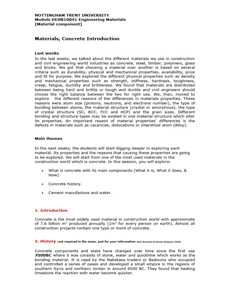 Concrete: History and Components | PDF | Concrete | Cement