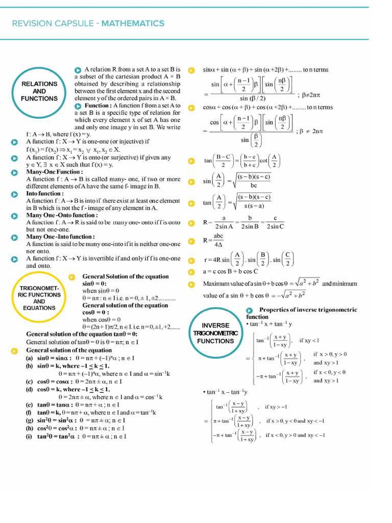Math Formula Sheets | PDF
