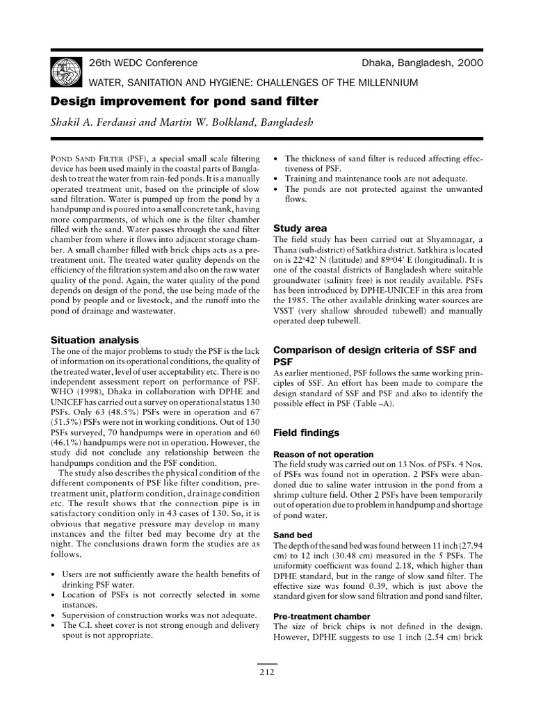 Pond Sand Filter | PDF | Filtration | Water