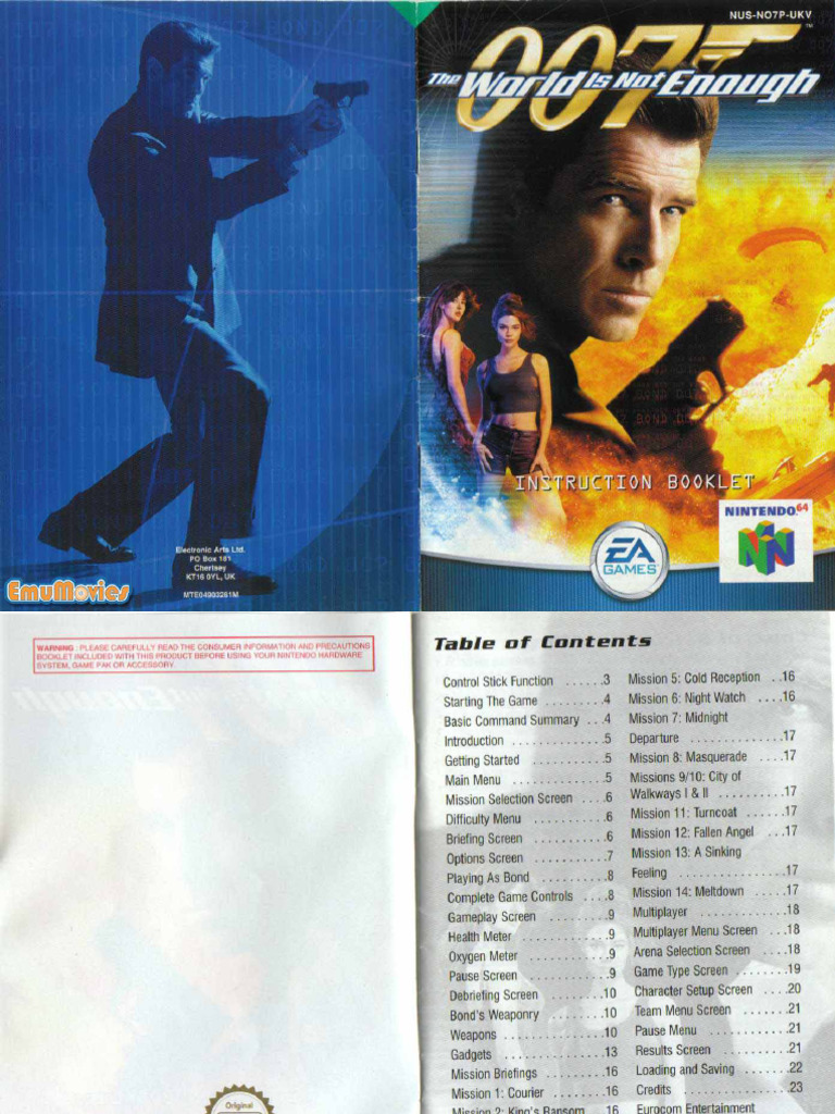 007 - The World Is Not Enough (USA) N64 Manual | PDF