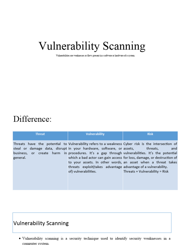 Vulnerability Scanning Pdf Port Computer Networking Vulnerability Computing 