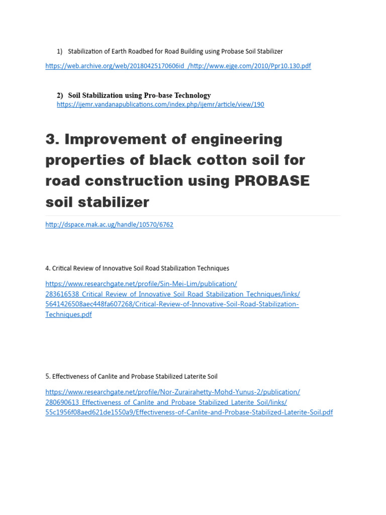 Probase Soil Stabilization for Roads | PDF | Road | Soil